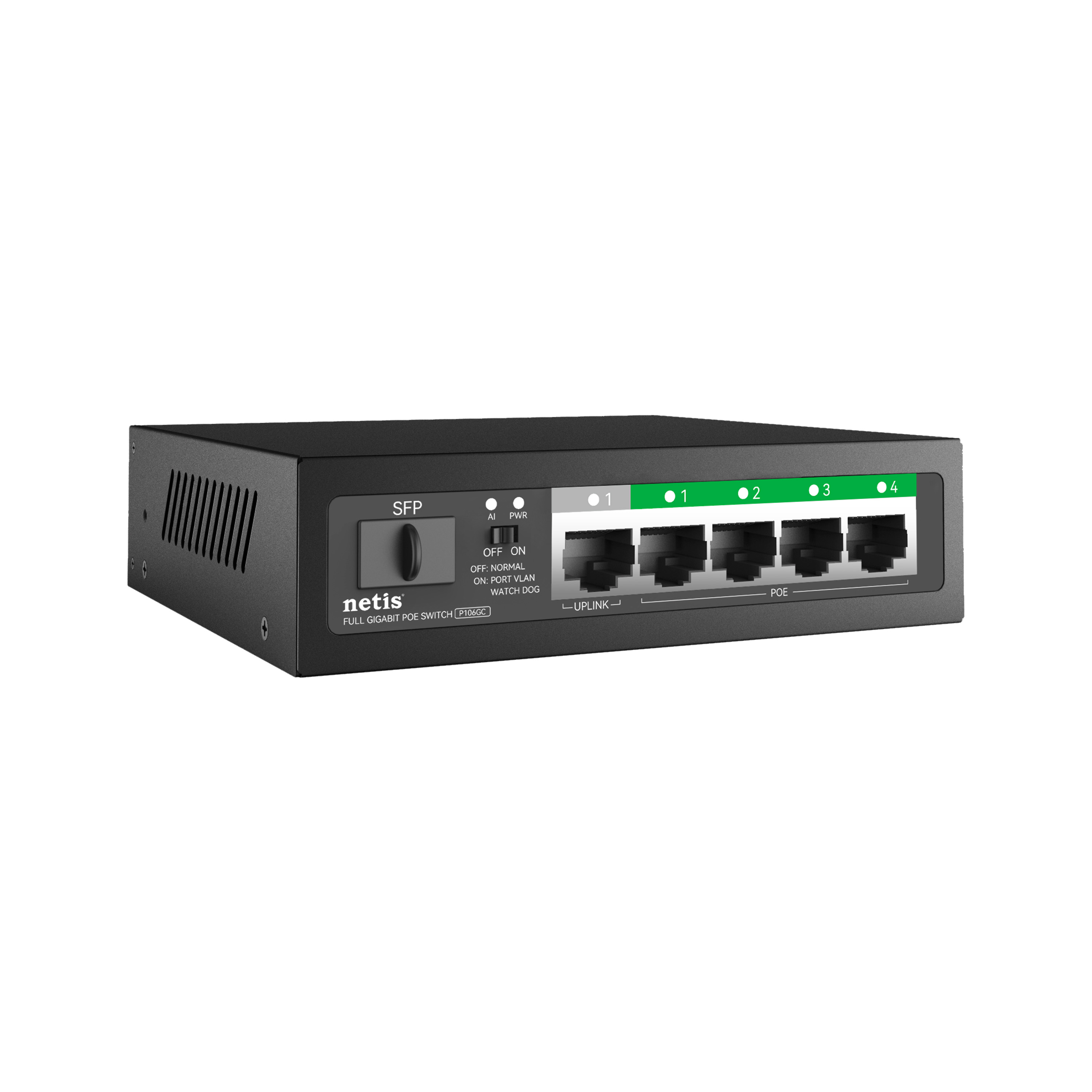 P106GC | 4GE POE+1GE +1GE SFP Uplink POE Switch